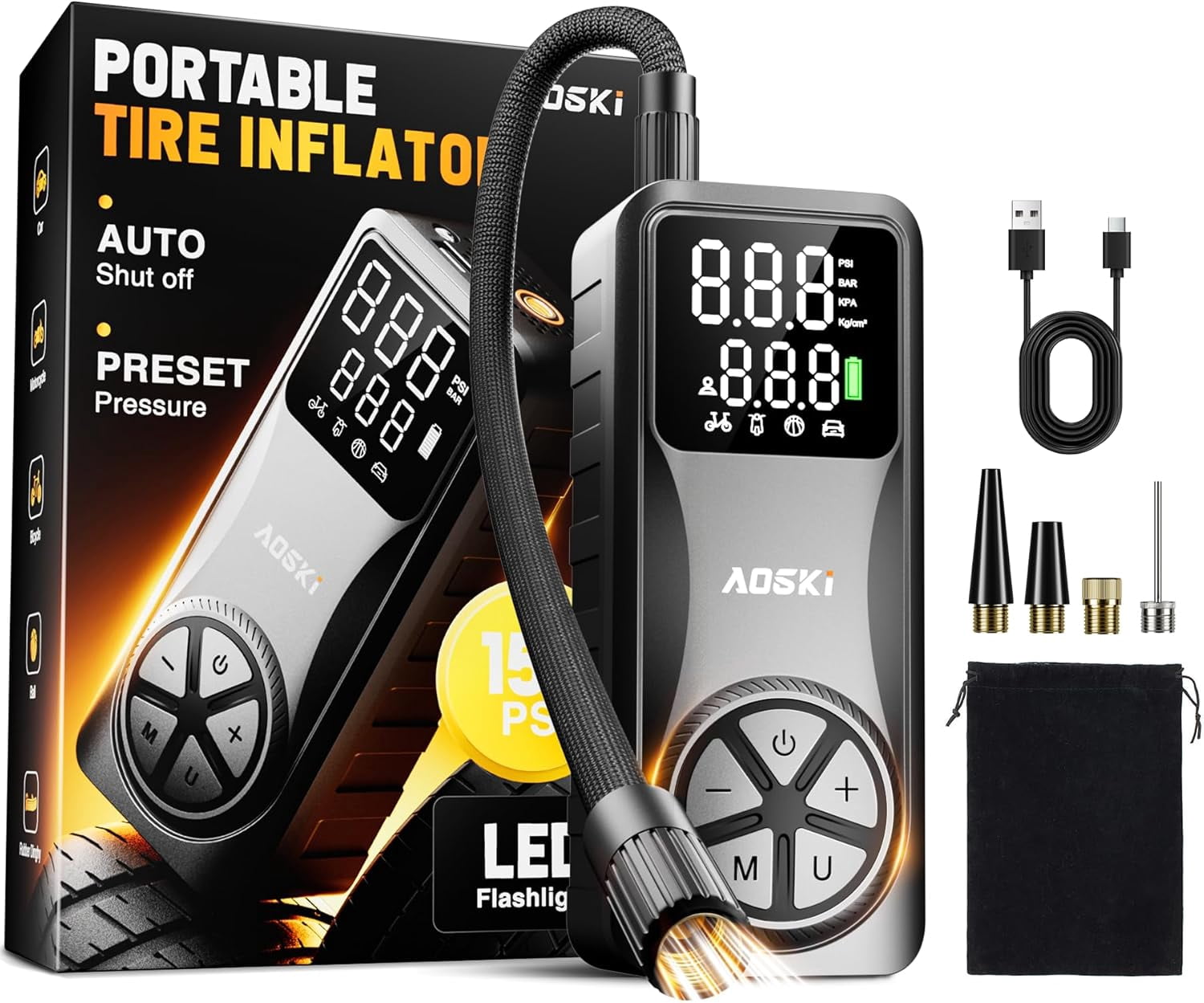 Tire Inflator Portable Air Compressor: 4X Faster 150 PSI Cordless Air ...