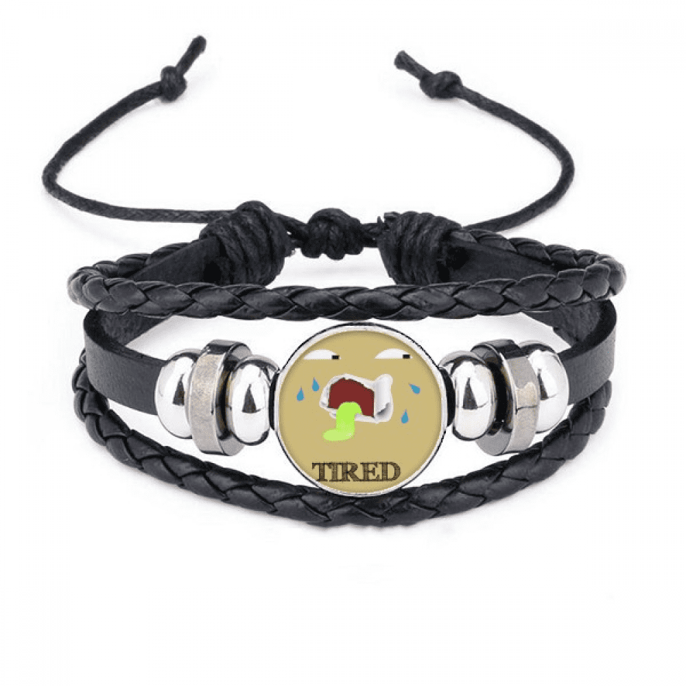 tired brown emotion sweating bracelet braided leather woven wristband ...