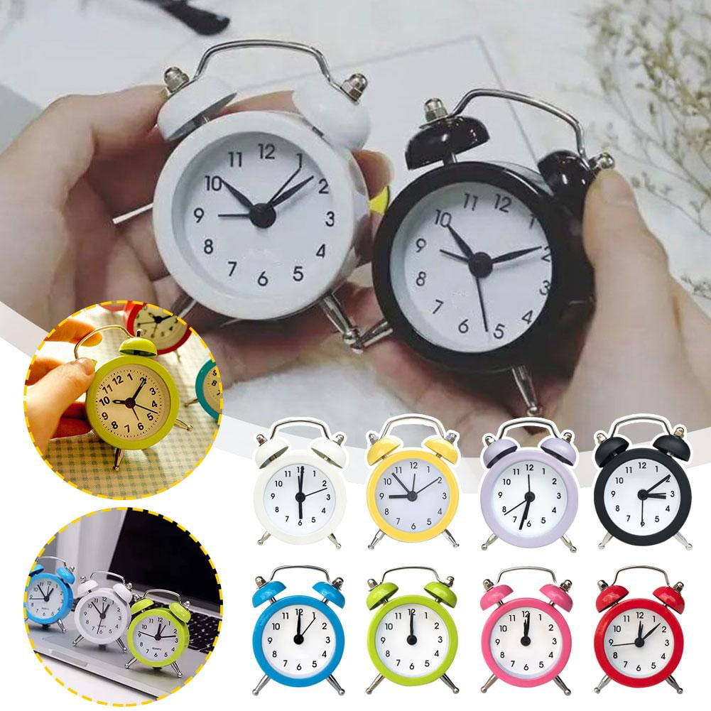 tkerinse Mini Twin Bell Alarm Clock 3in Loud Alarm Small Cute Analog ...