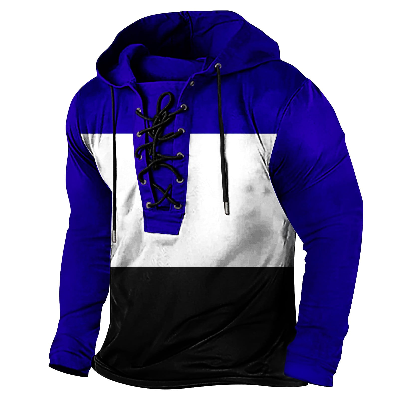 Tklpehg Mens Sweatshirt Plus Size Hooded Neck Drawstring Hoodies Long