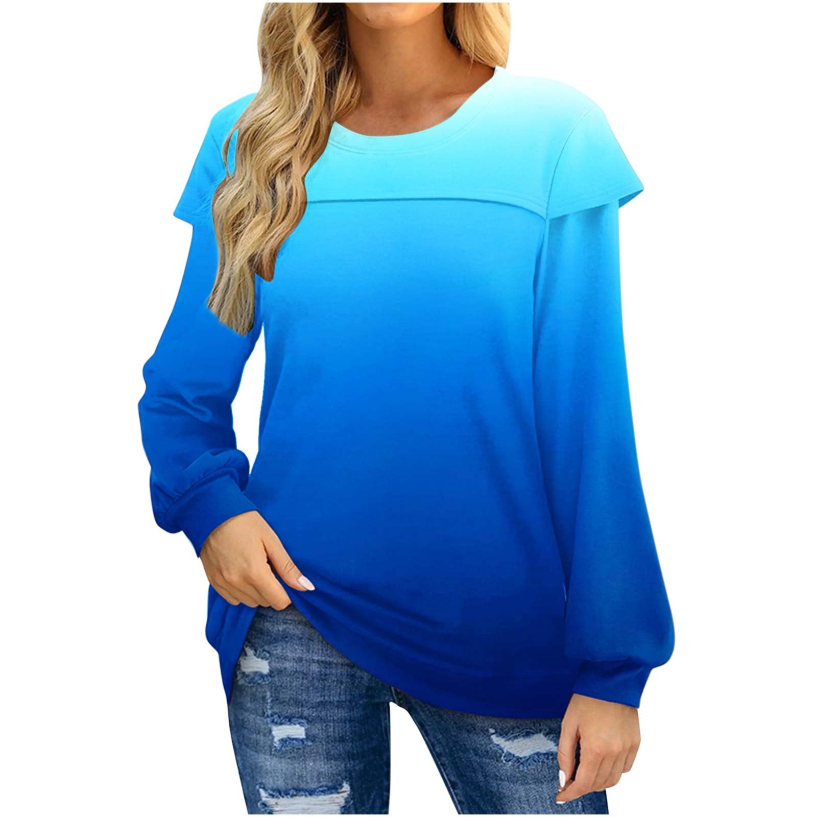 Tklpehg Tops For Women Long Sleeve Shirts For Women Loose Fit Blouse