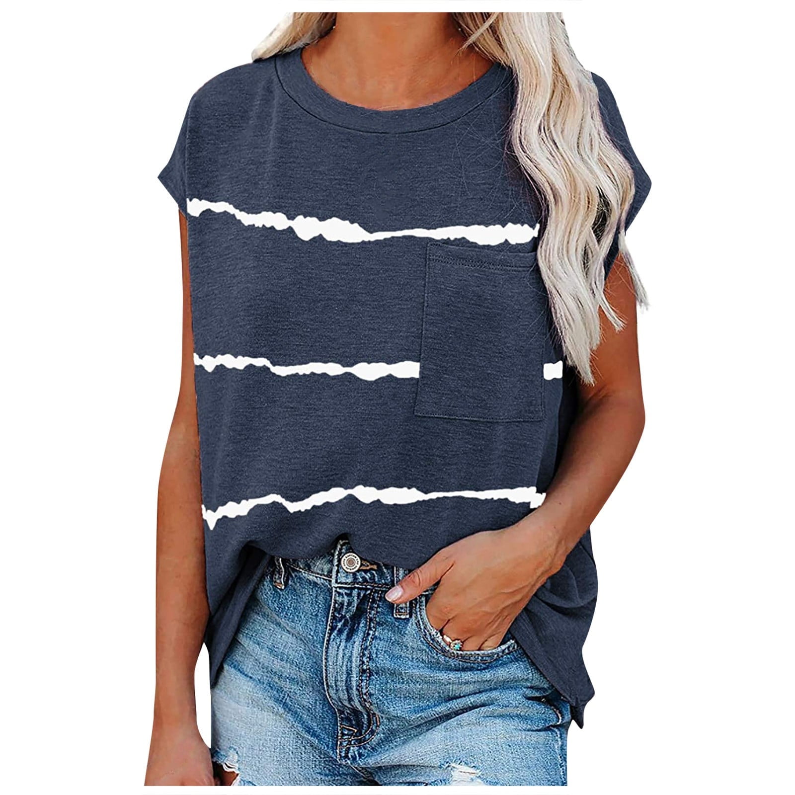 tklpehg Tops for Women Short Sleeve T Shirts Clearance Short Sleeve ...