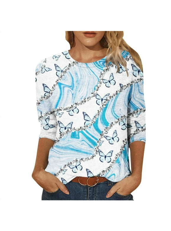 Womens Three Quarter Sleeve Tops