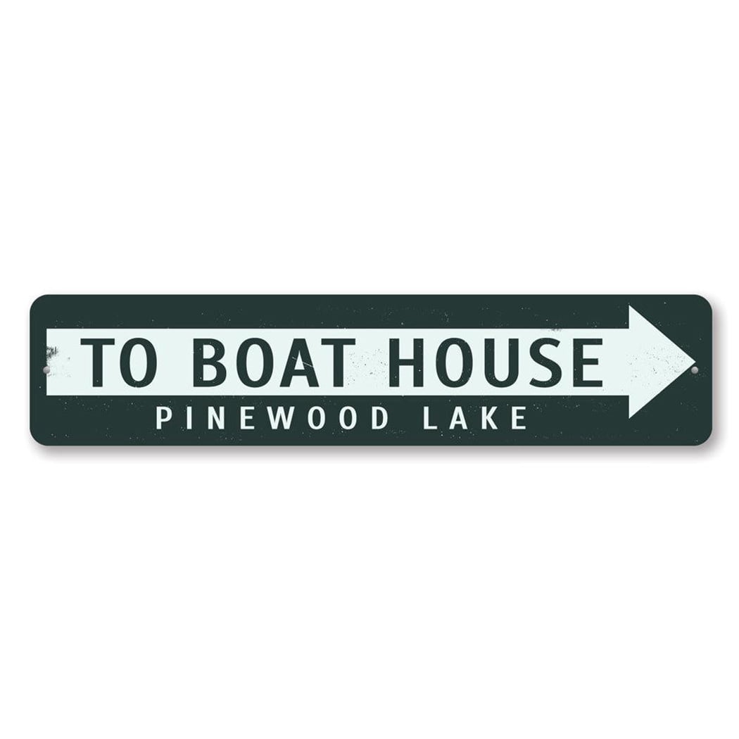 to Boat House Arrow Sign, Lake Name Sign, Custom Lake Location Sign ...