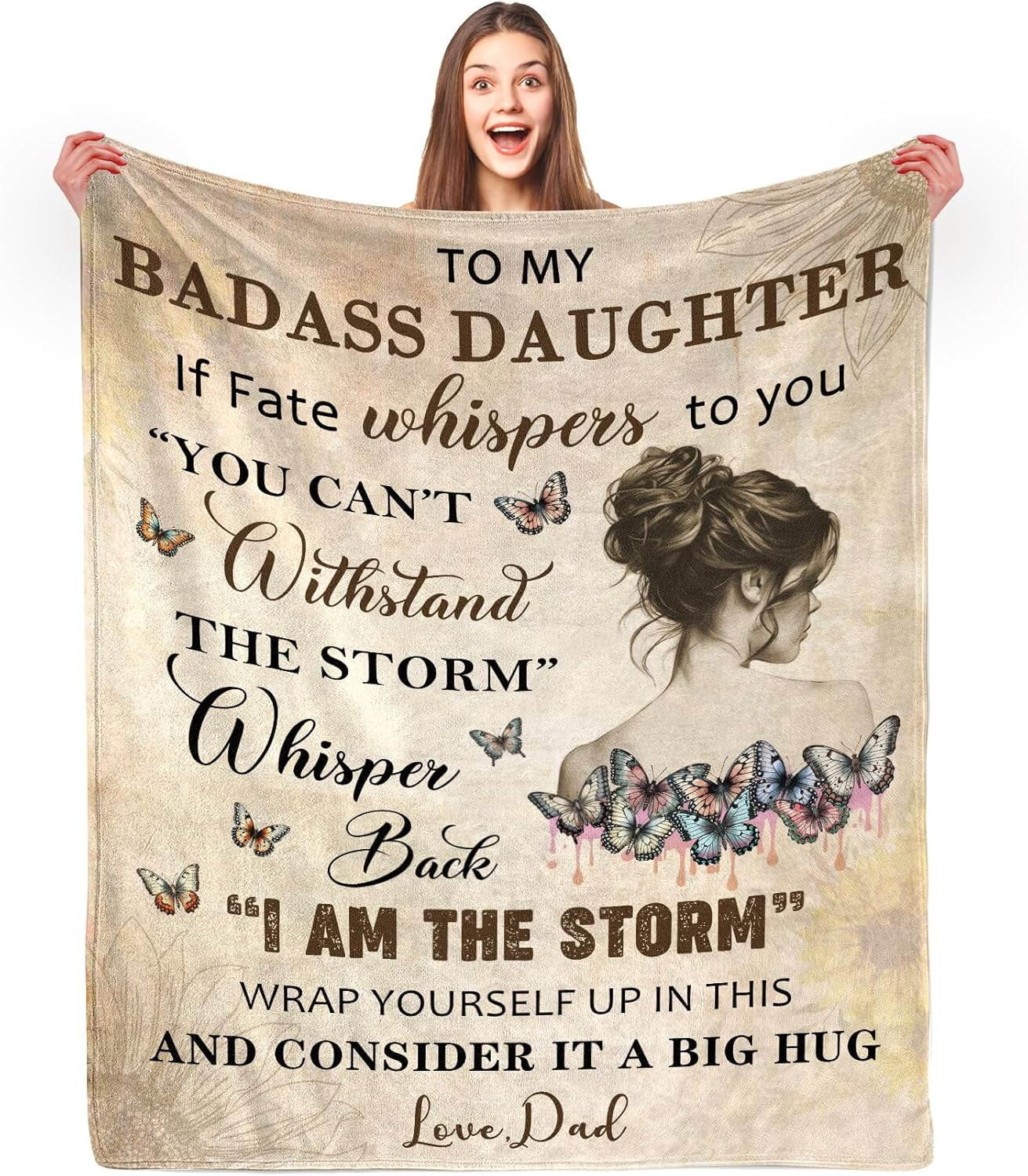 to My Badass Daughter Blanket from Dad - to My Daughter from Dad Gifts for Daughter Blanket ...