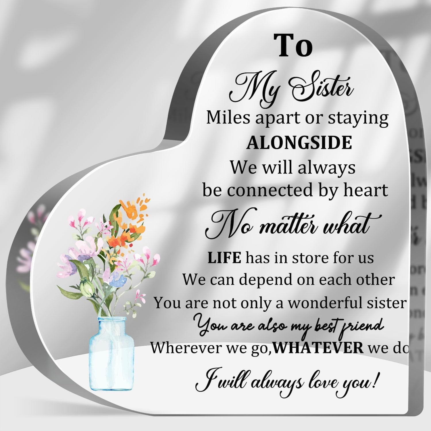 to My Sister Heart Acrylic Decor Sign,Cute Sister Birthday Gift,Thank ...
