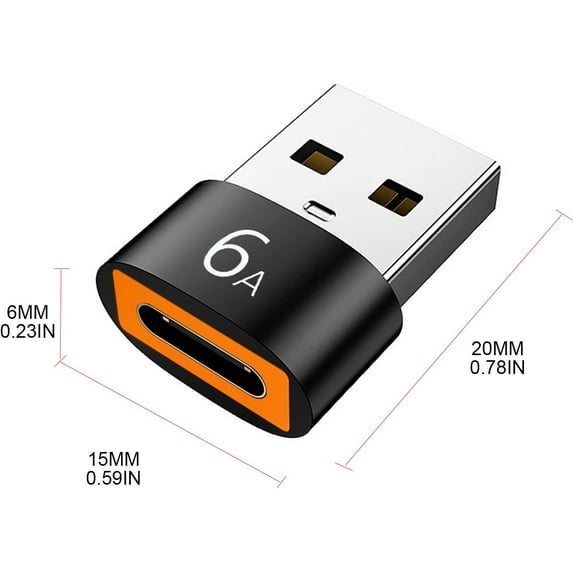 to USB Adapter Connector Support Power Charging Data Transfer 6A USB C ...