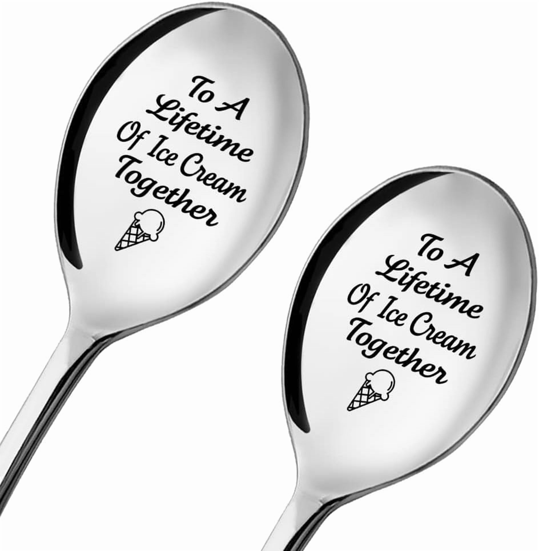 to a lifetime of ice cream together - 2 pcs spoon set, his & her ice ...