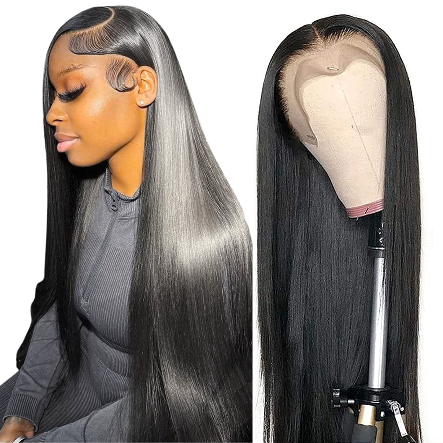 tobasew 13x6 Straight Lace OKA4 Front Wigs Human Hair 200 Density HD ...