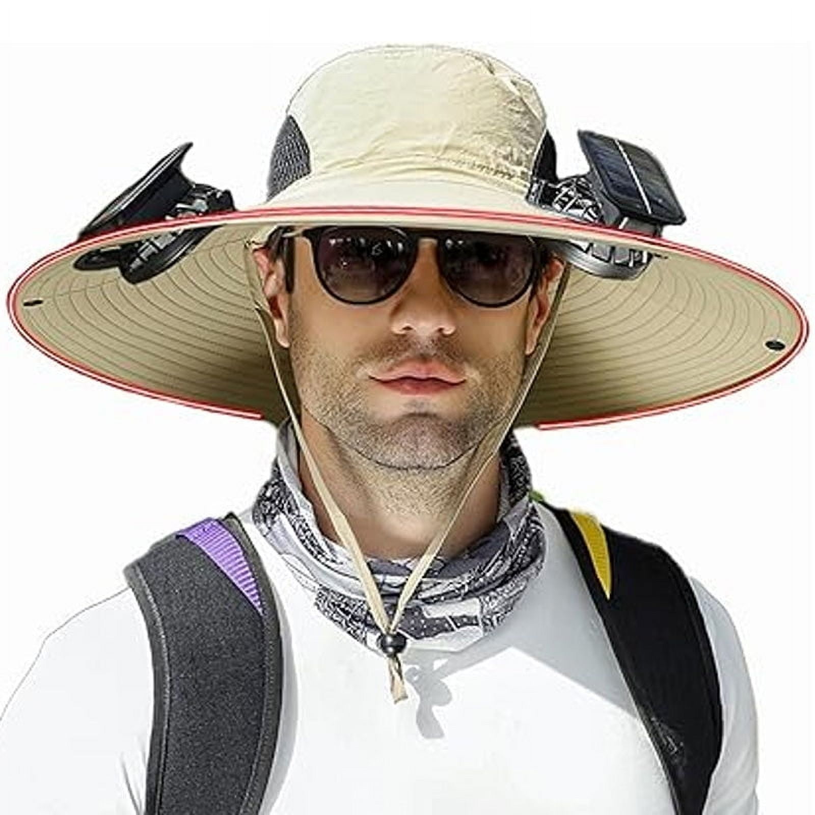 today's deals Wide Brim Solar Fan Hat Outdoor Fishing Hat with fan ...