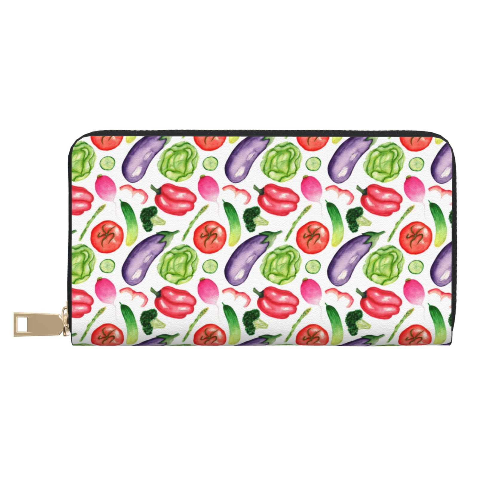 tomato Eggplant vegetable Wallet Women, Leather Bifold Multi Card ...