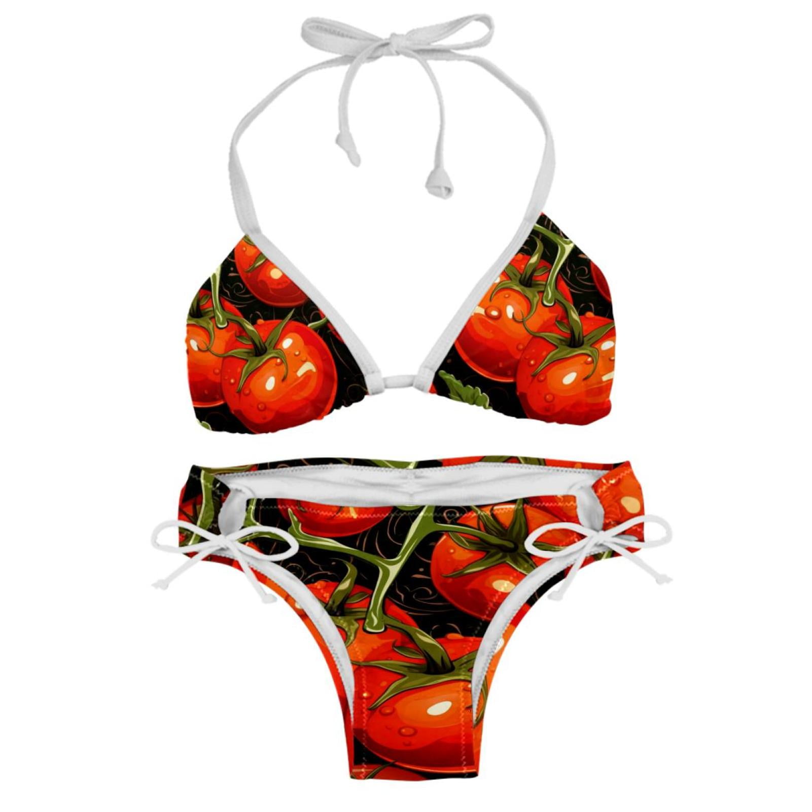 tomato Swimming Suit Bikini Set Bikinis, Detachable Sponge, Adjustable ...