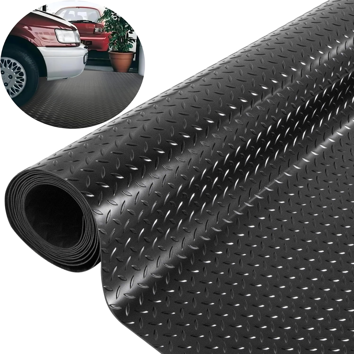 Petoto 10ft x 5ft Rubber Mat Roll, Garage Floor Mats, Non-Slip Rubber ...