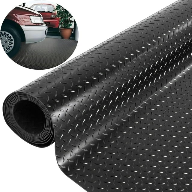Petoto 10ft x 5ft Rubber Mat Roll, Garage Floor Mats, Non-Slip Rubber ...