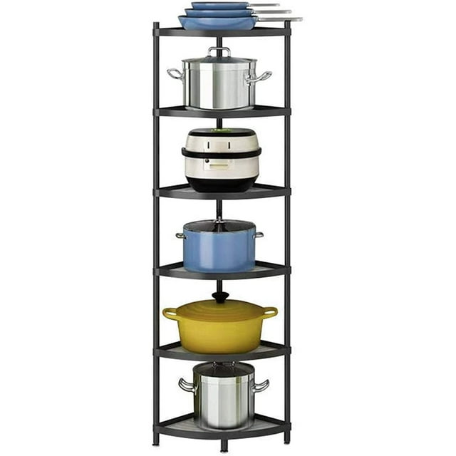 tonchean 6-Tier Carbon Steel Kitchen Corner Shelf Rack Free Standing ...