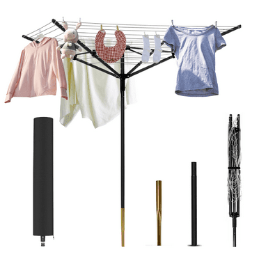 bimiti Outdoor Umbrella Clothes Dryer with 4-Aluminum Arms, Rotary ...