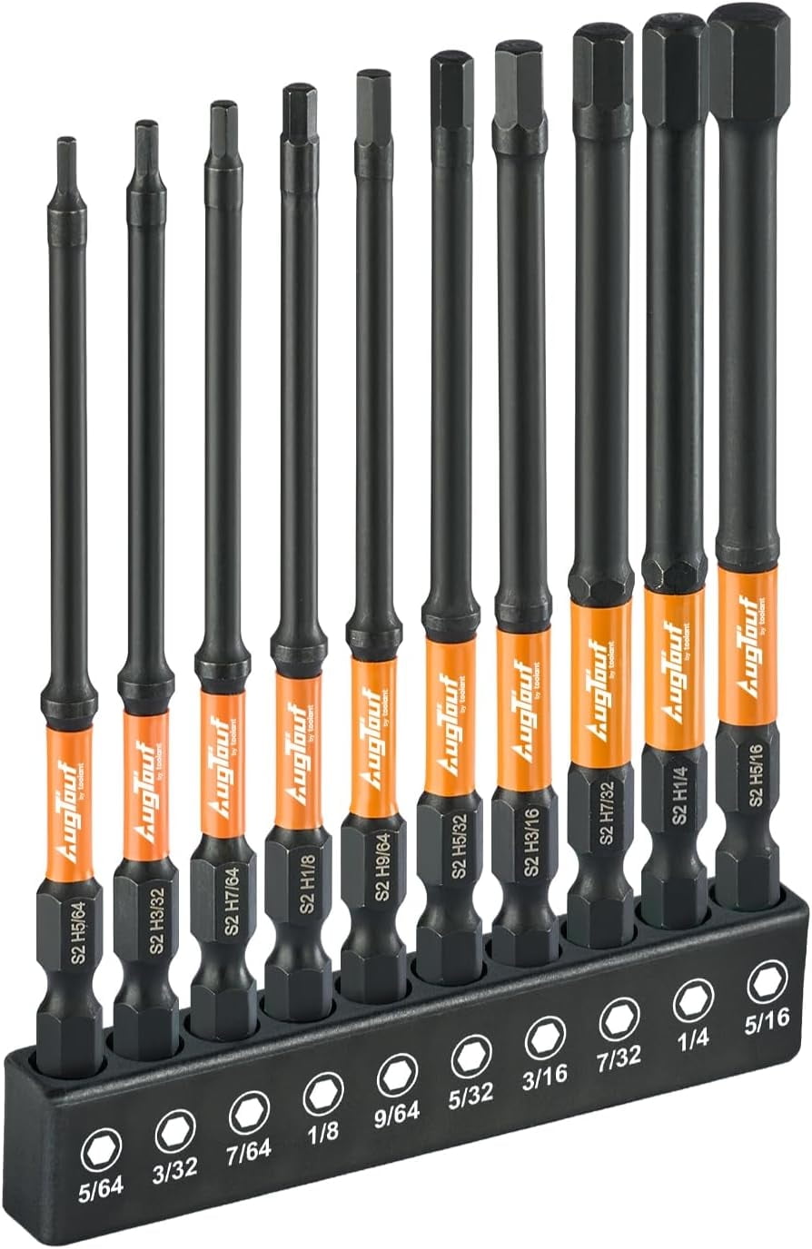 toolant Impact Hex Head Allen Wrench Drill Bit Set 20pcs (Metric&SAE), 1/4” Hex-Shank S2 Steel ...