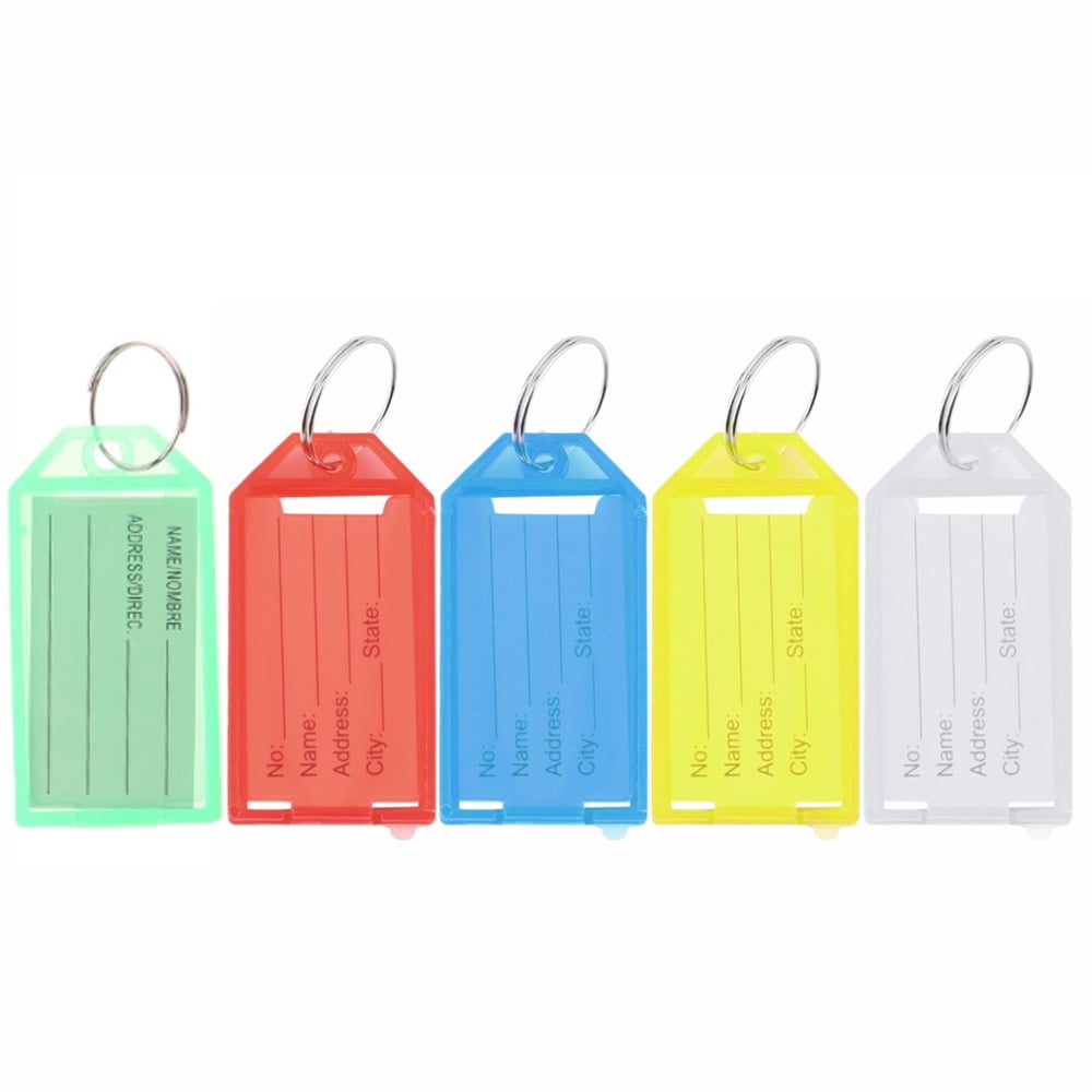 tooloflife 10/20Pcs Key Ring Tag Plastic Luggage ID Label Name Tag ...