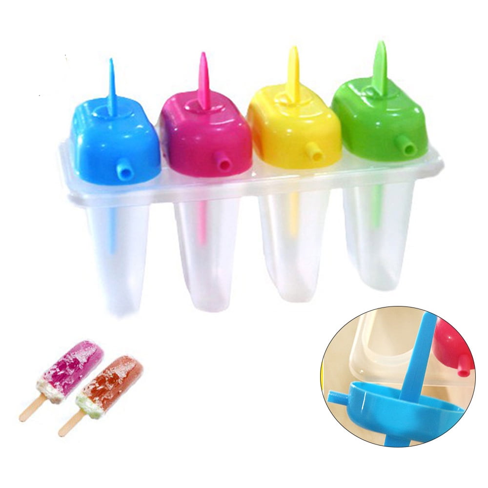tooloflife 4 Ice Lolly Makers Tray Mould Ice Cream Freeze Snacks ...