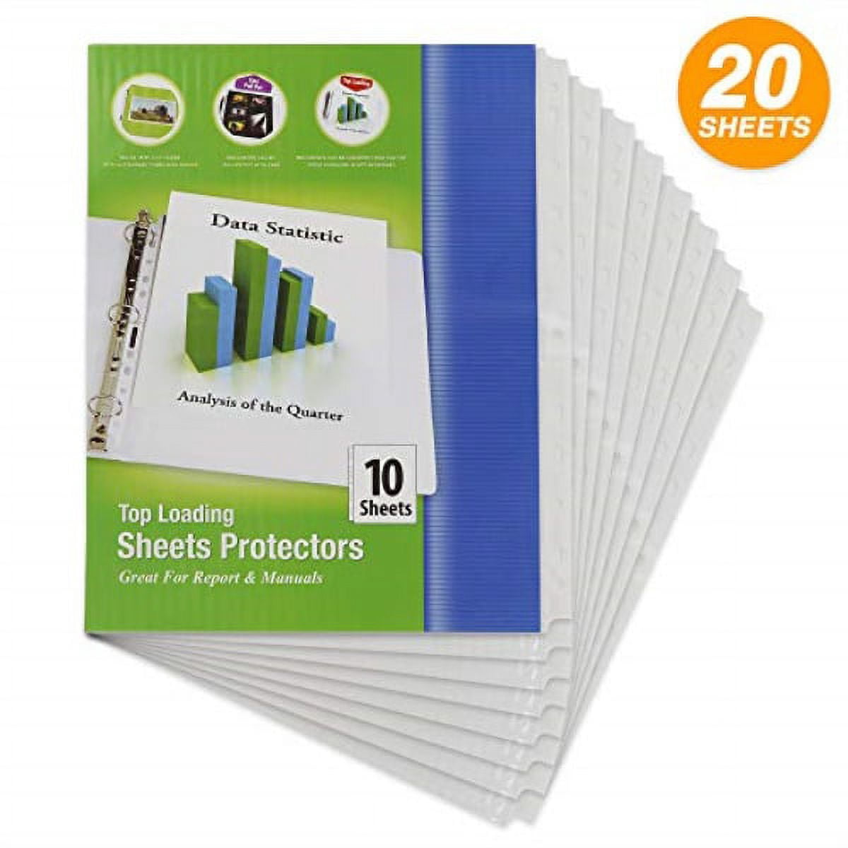 top loading sheet protectors holds 8.5" x 11" paper fits in standard ...