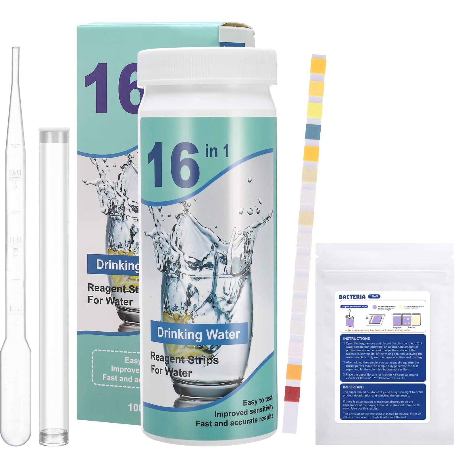 topjuju 16 in 1 Drinking Water Testing Kit, 100 Strips + 1 Tests Tap ...