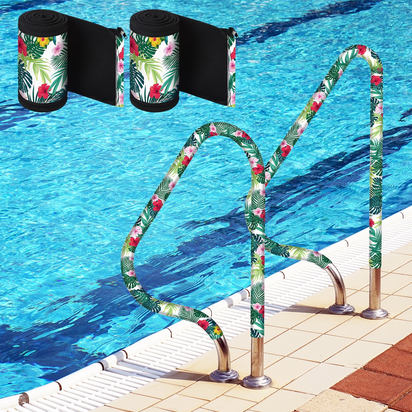 topjuju 2 Pack Pool Handrail Cover, 6ft Zippered Swimming Pool Hand ...