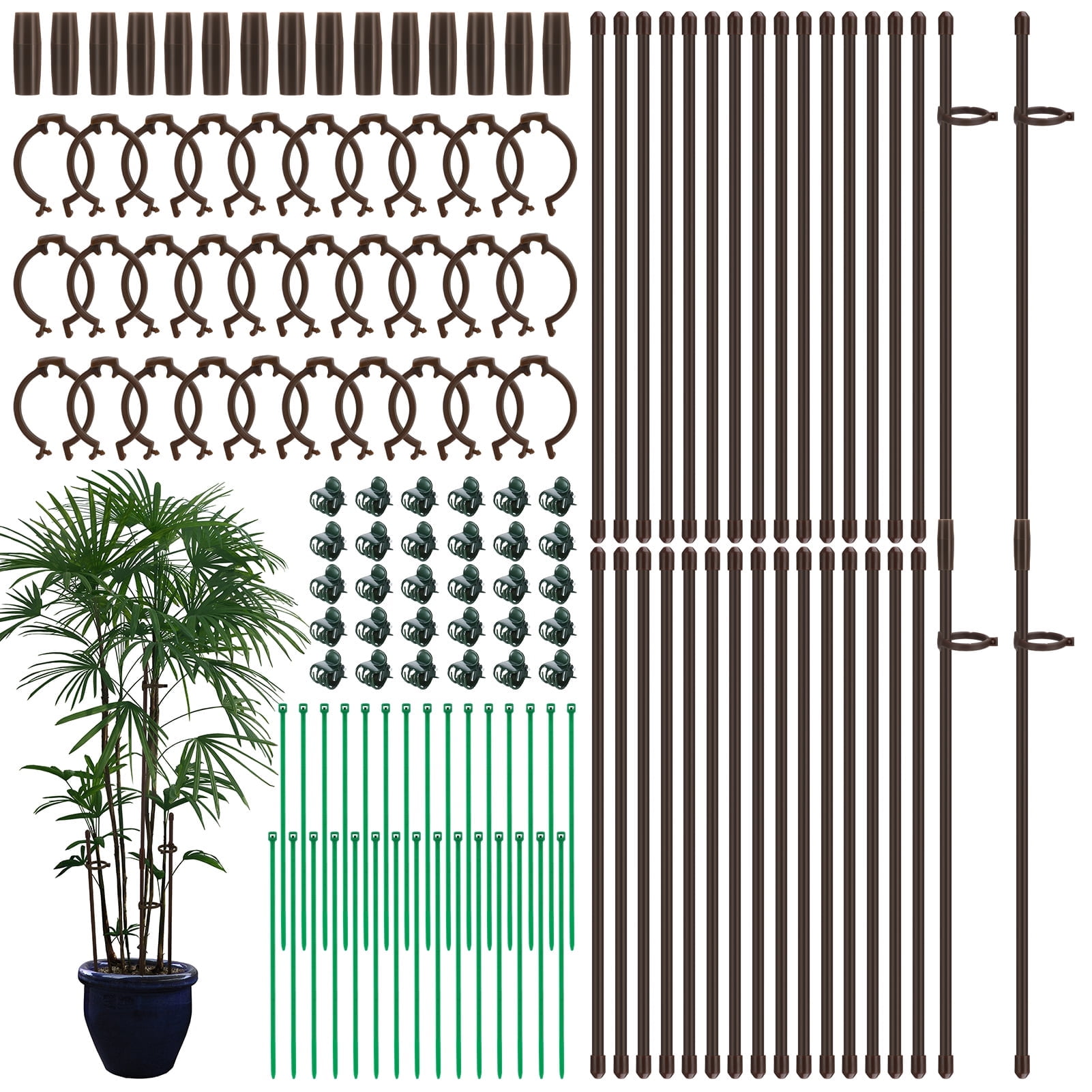 topjuju 30 Pcs Plant Support Stakes, Brown Height Adjustable Garden ...