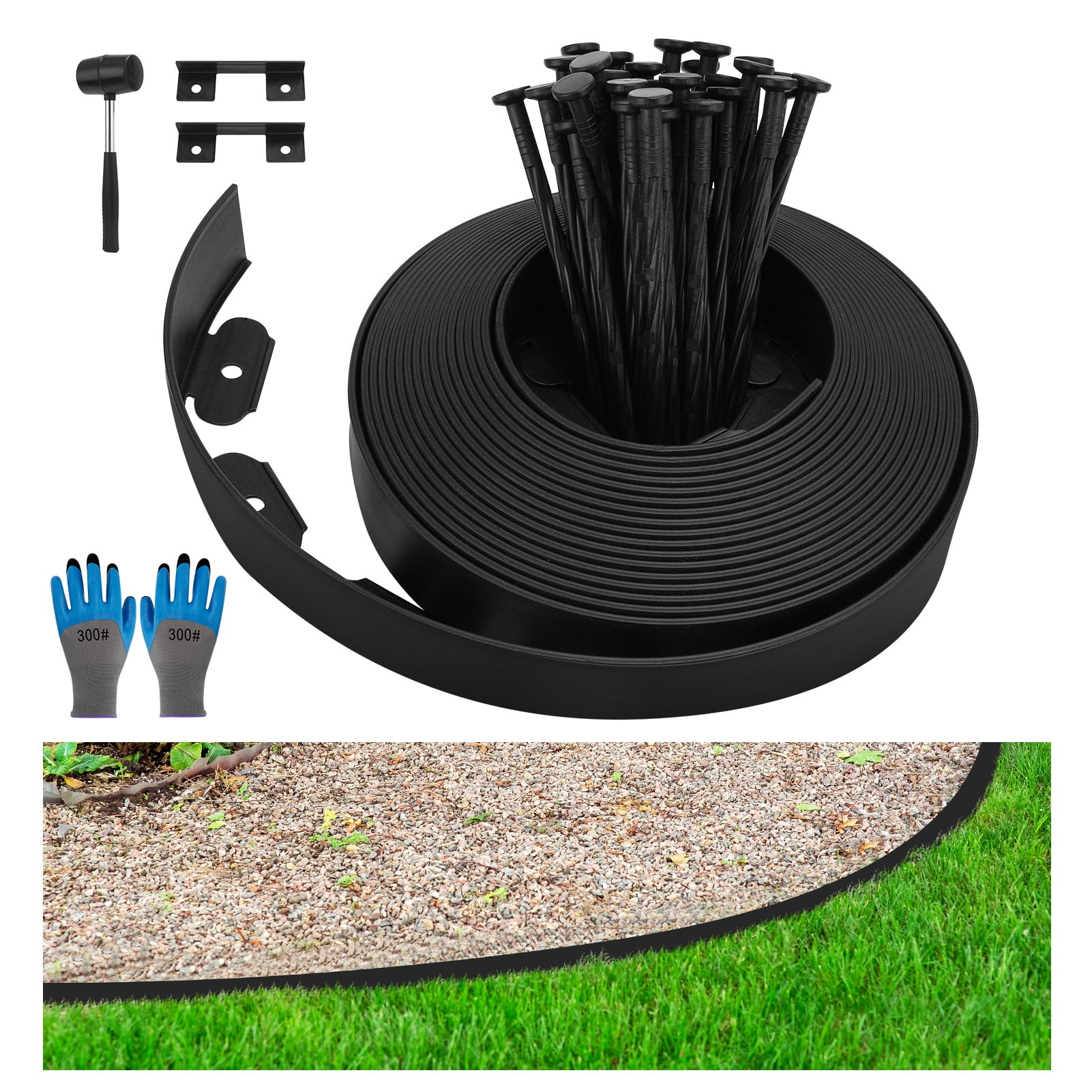 topjuju Plastic Landscape Edging Kit, 2 inch x 39 Ft Garden Edging ...