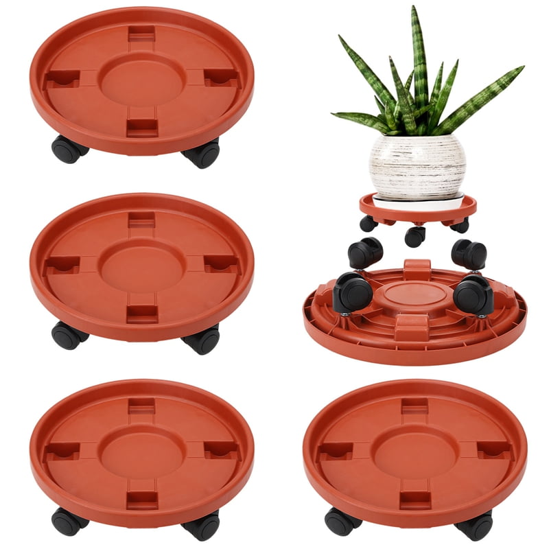 topjuju 4Pcs 12 inch Heavy-duty Plant Caddies with Wheels, Plastic ...