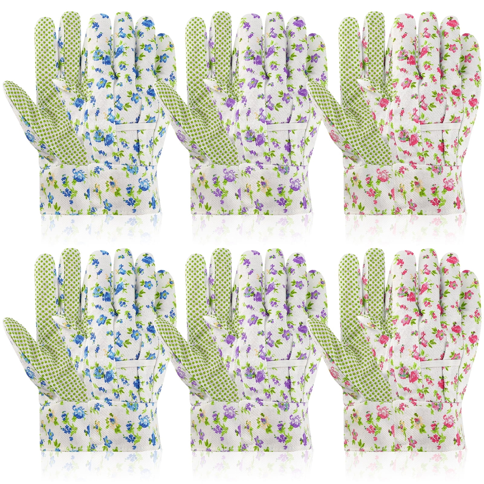 topjuju 6 Pairs Floral Garden Gloves for Women, Soft Breathable Yard ...