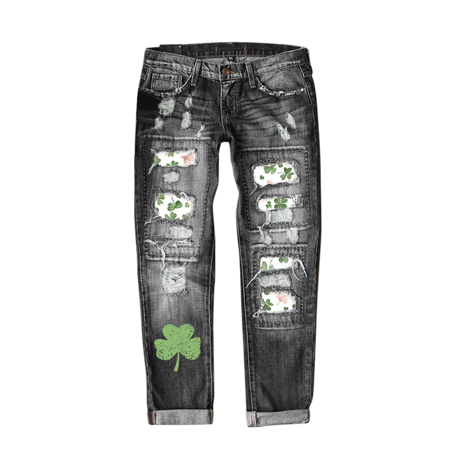 toraway Women's Shorts Plus Cotton Women's St. Patrick's Day Jeans ...