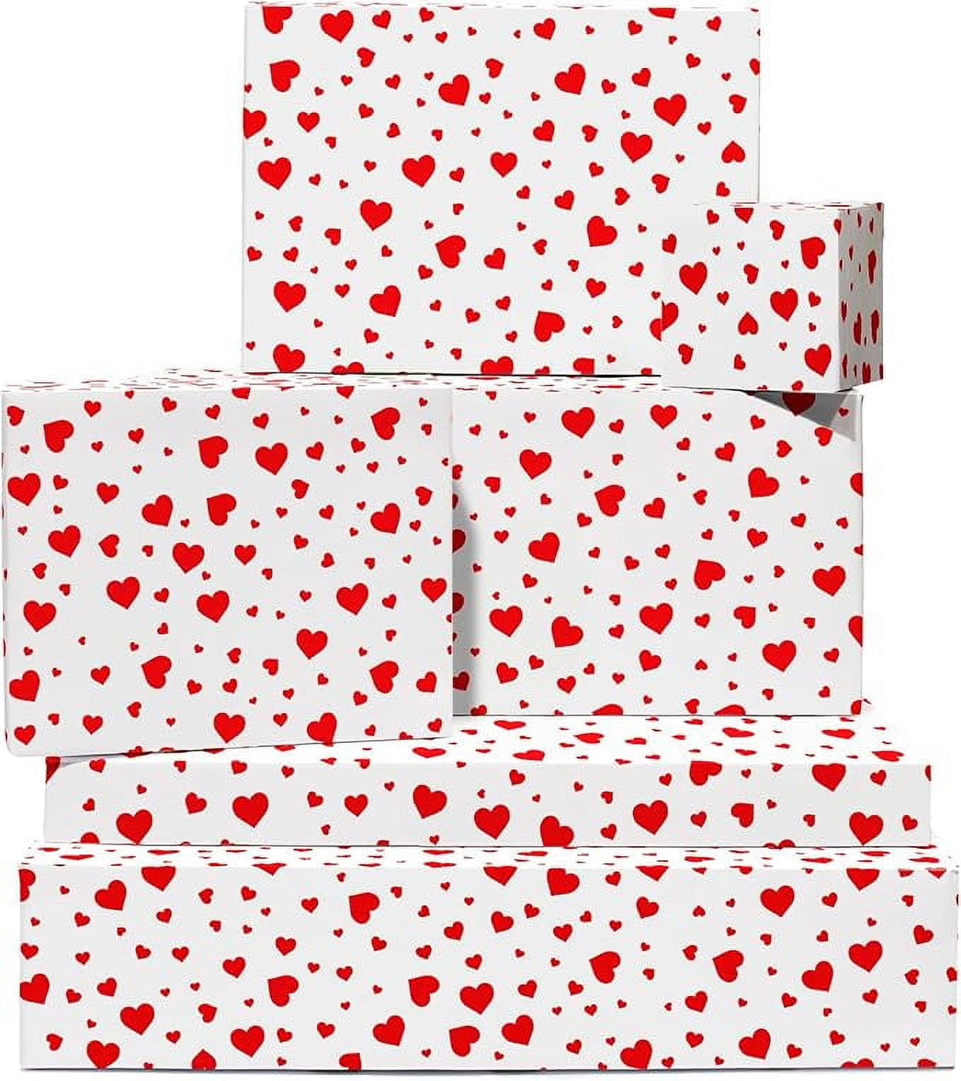 totil Anniversary Wrapping Paper - 6 Sheets of Love Heart Gift Wrap ...