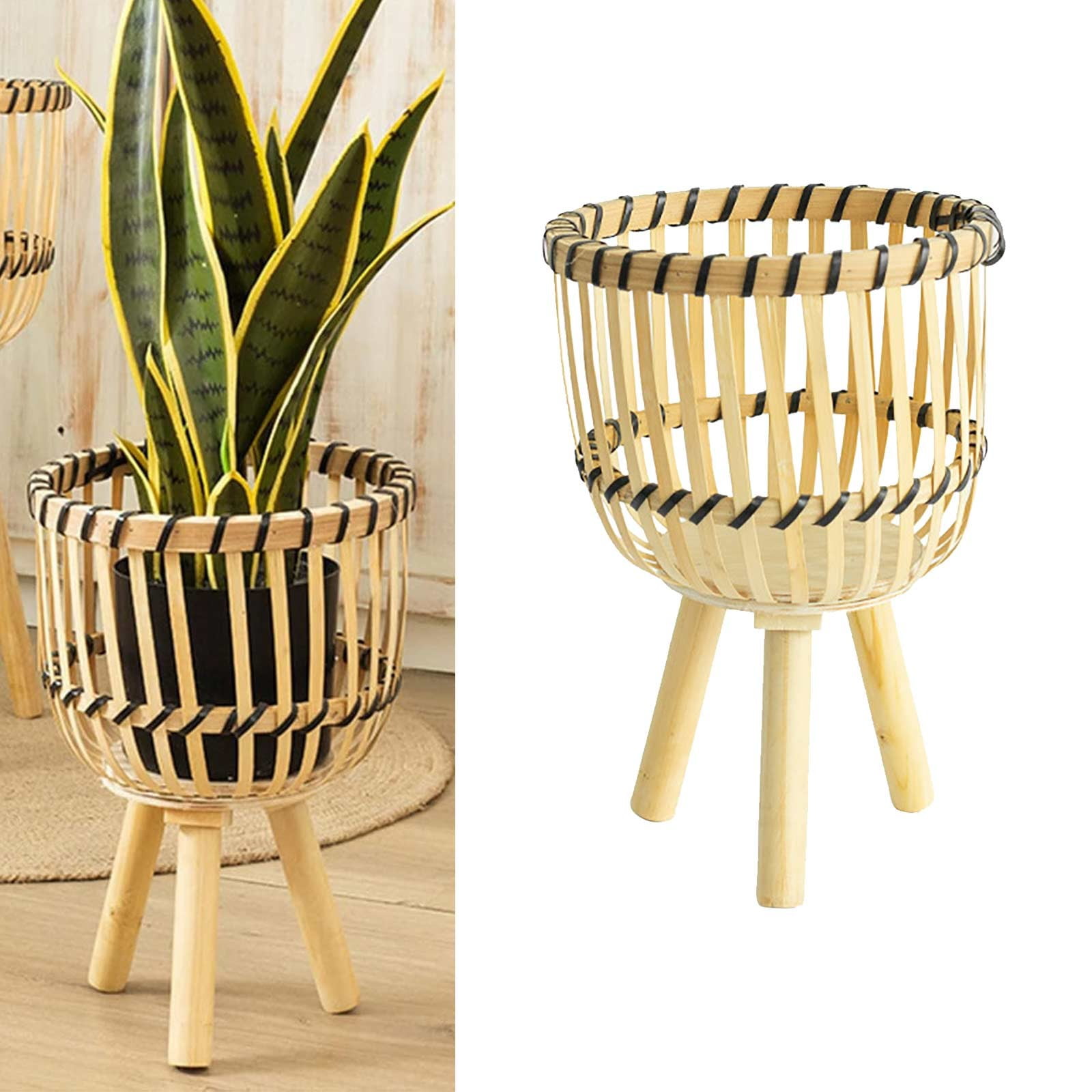 totil Flower Pots Ba Mboo Woven Flower Pot Stand Rattan Woven Planter ...
