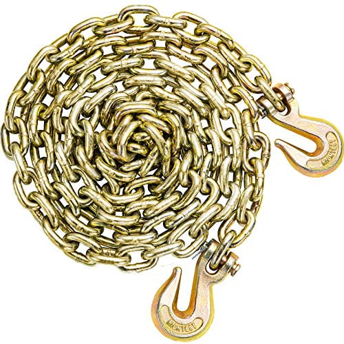 tow chain 5/16" x 20' g80 heavy duty chain with safety grab hooks ...