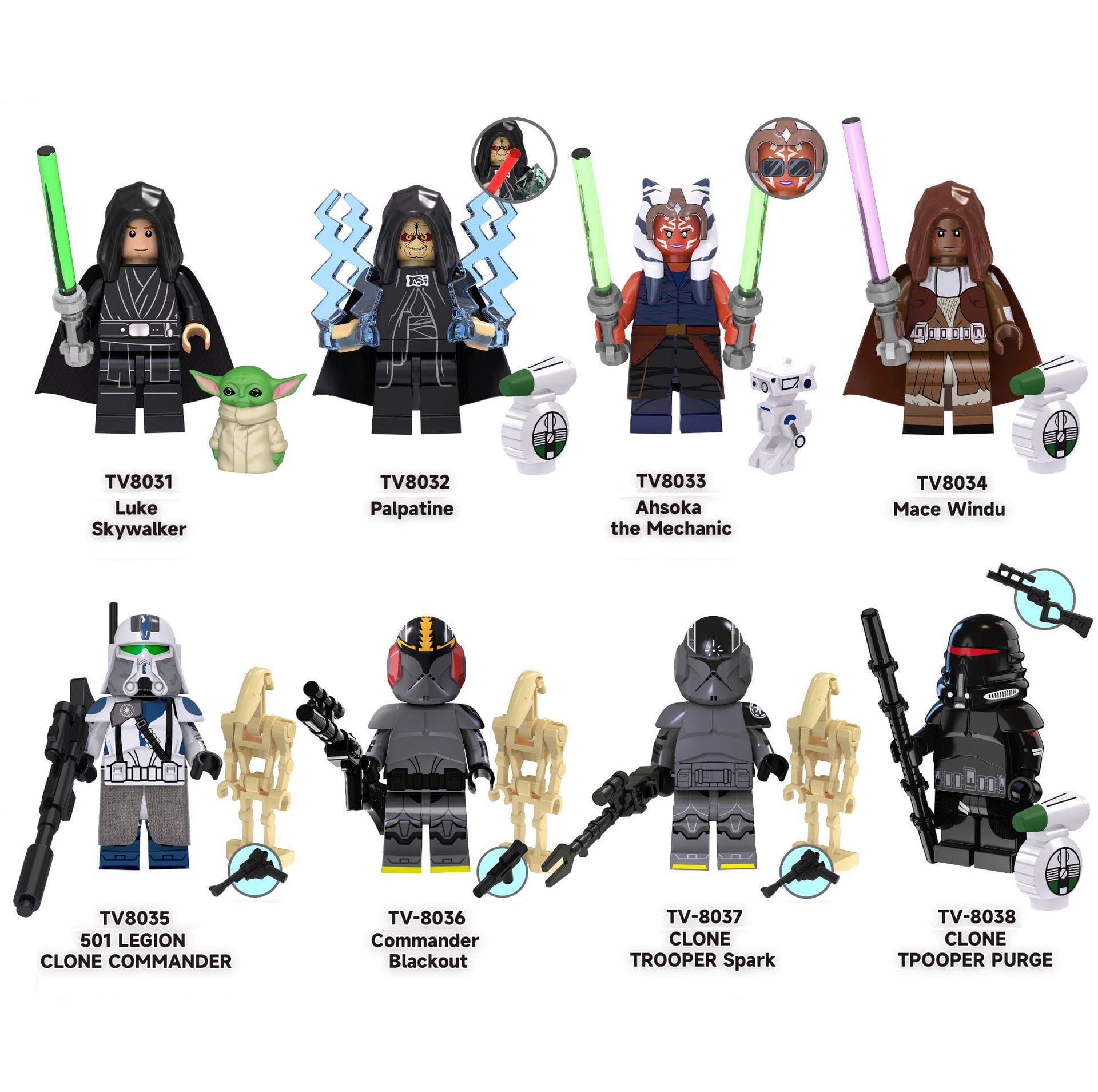 toybuy Star Wars Ahsoka Obi-Wan Jedi Mandalorian Clone Trooper Figure ...