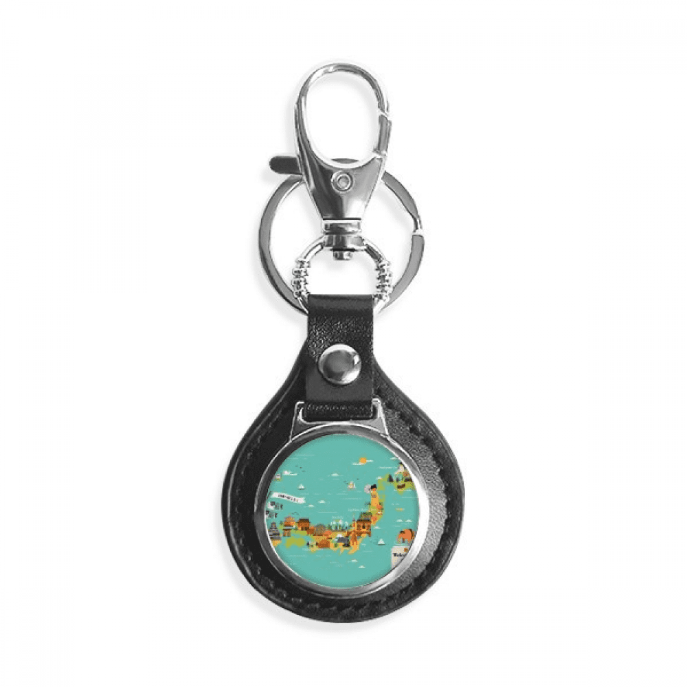 traditional japanese culture map key link chain keyholder finder hook ...