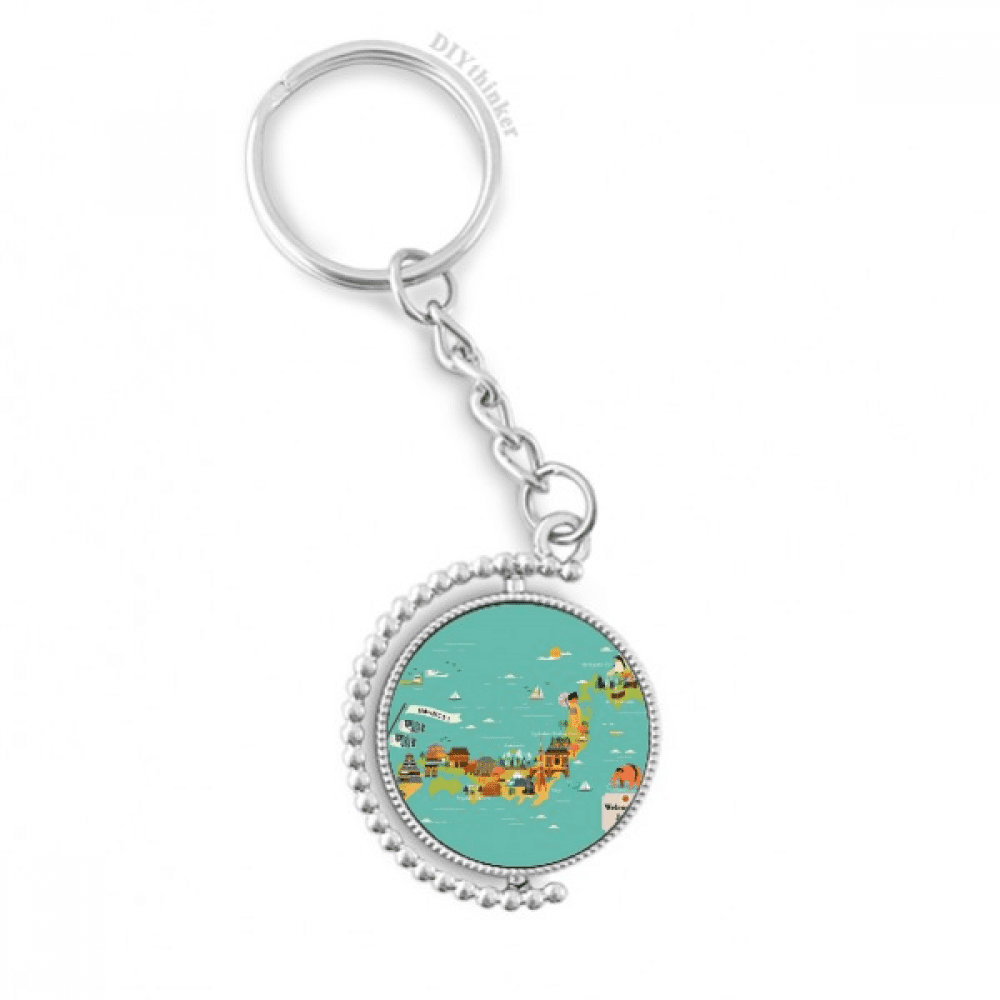 traditional japanese culture map rotatable keyholder disc accessories ...