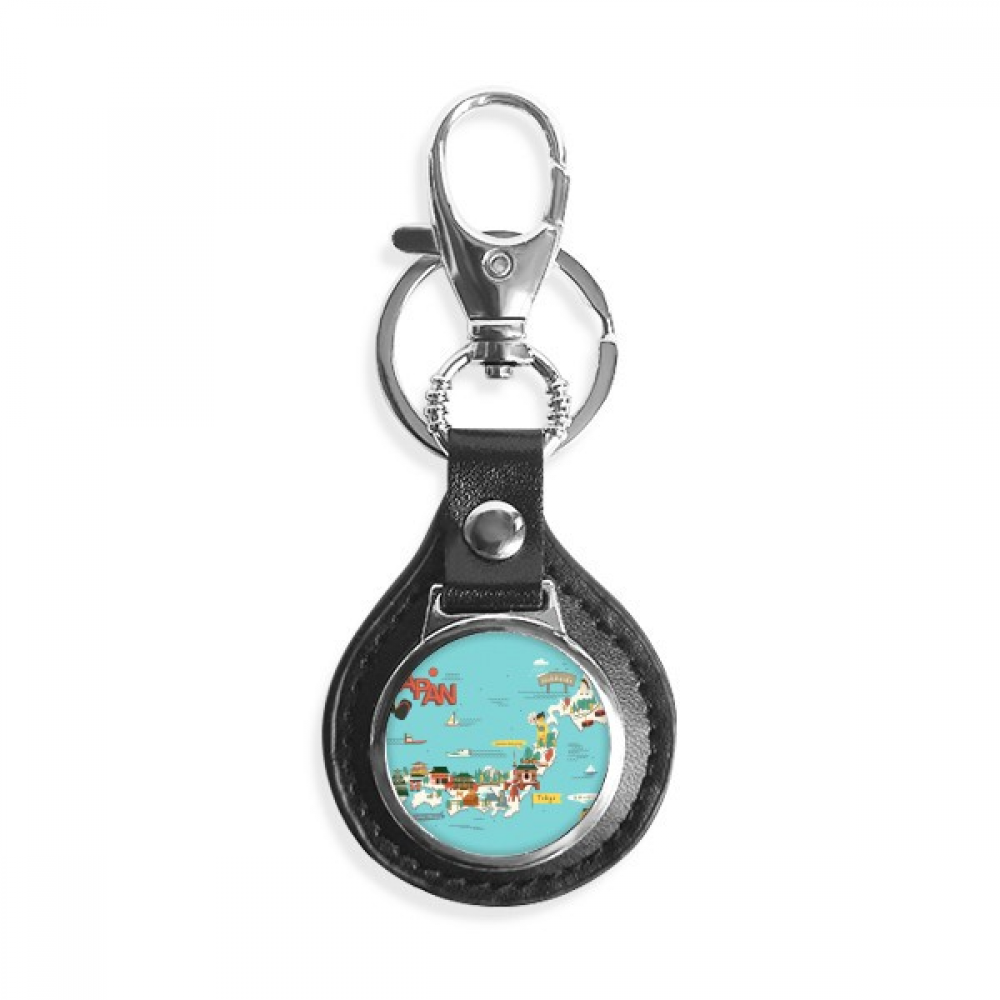 traditional japanese landshape map key link chain keyholder finder hook ...