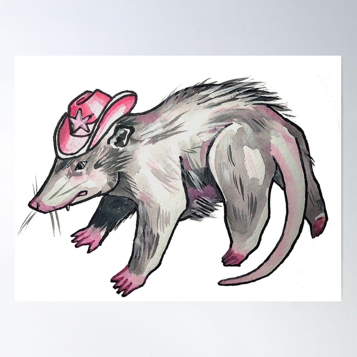 trashy cowgirl possum in a cowboy hat Poster, 12x18 UNFRAMED - Walmart.com