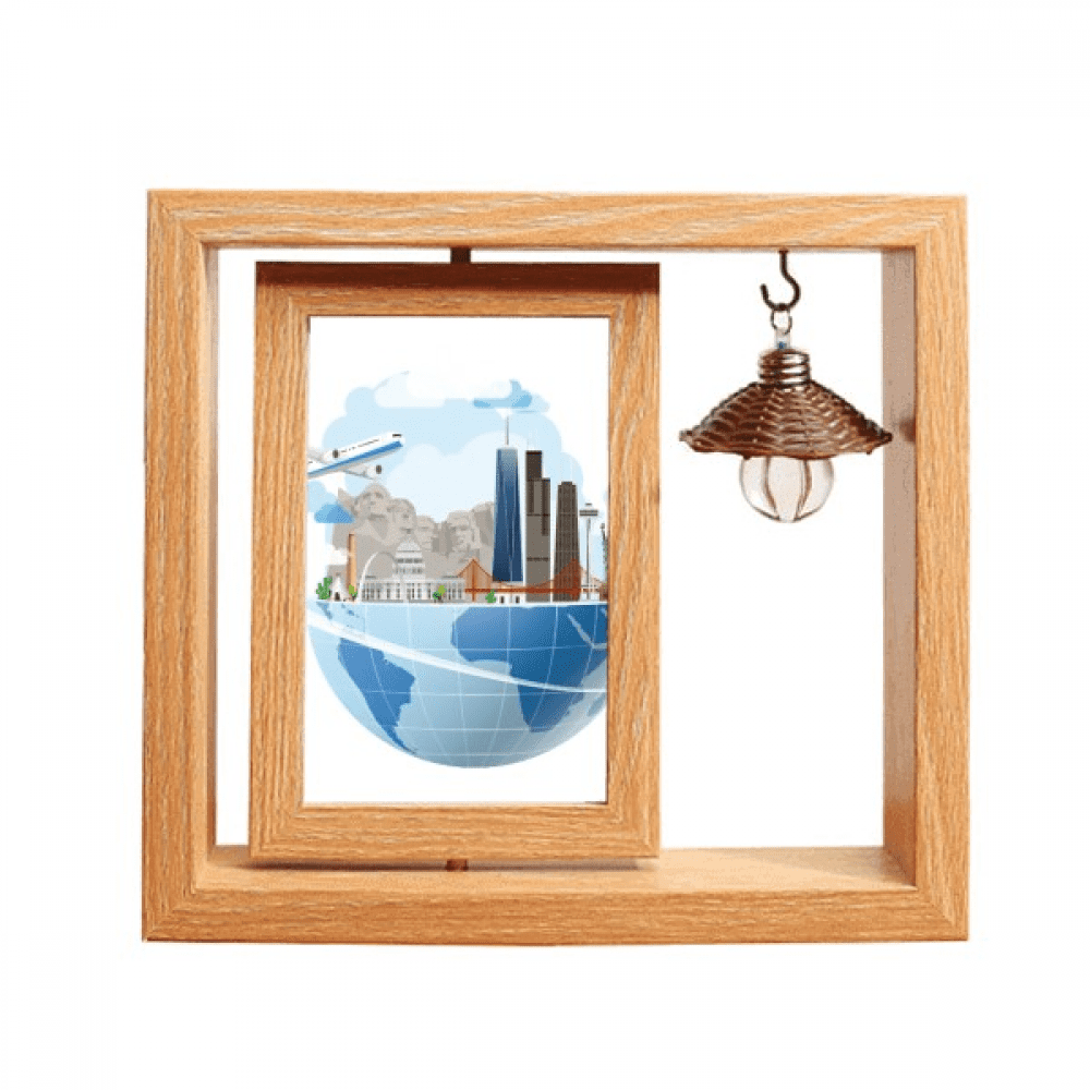 travel journey amemount plane Wooden Rotating Picture Photo Frame 4x6 ...