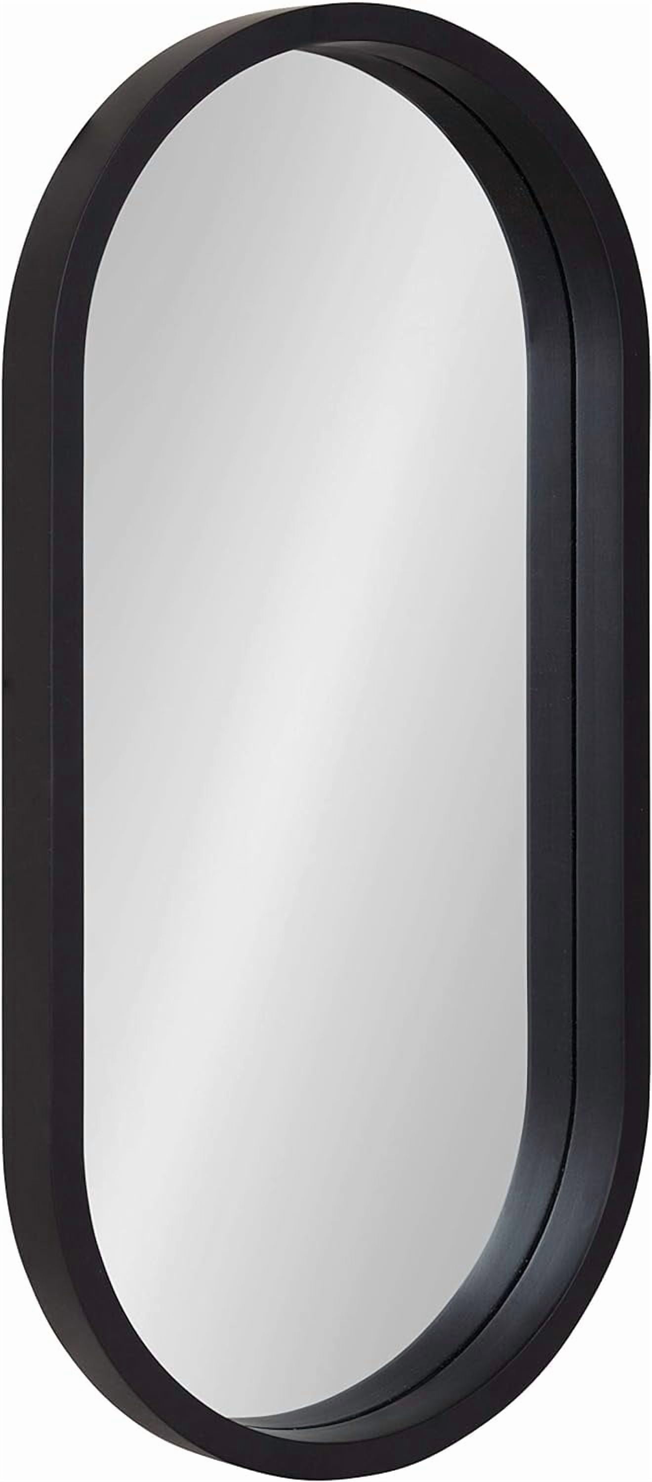 **travis modern wood framed capsule wall mirror, 12 x 24, black, chic ...