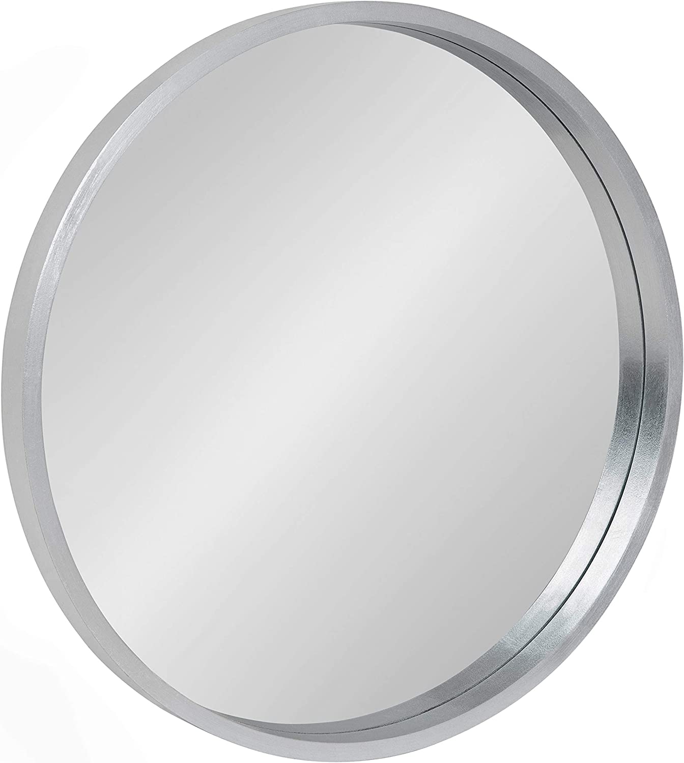 **travis round wood wall mirror, 21.6" diameter, silver, chic glam wall ...