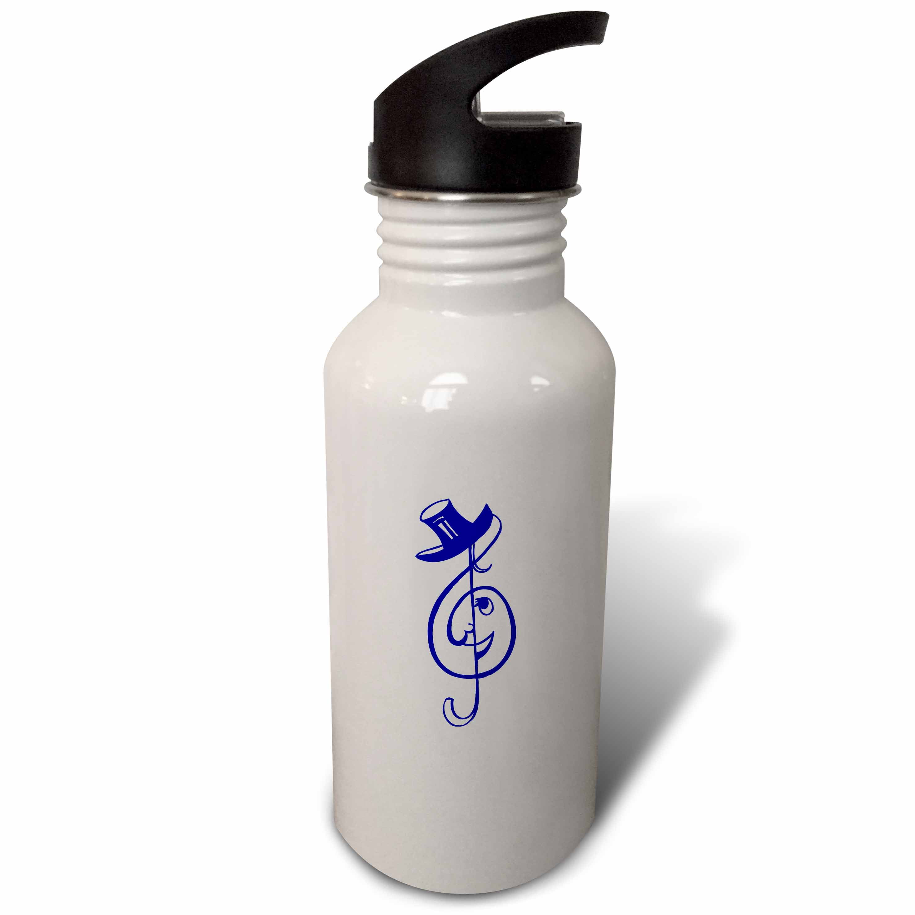 treble blue clef face top hat music design 21 oz Sports Water Bottle wb ...