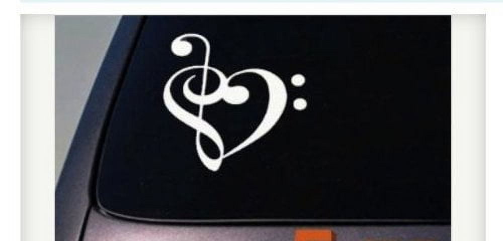 treble clef base clef heart decal music decal sticker singer Microphone ...