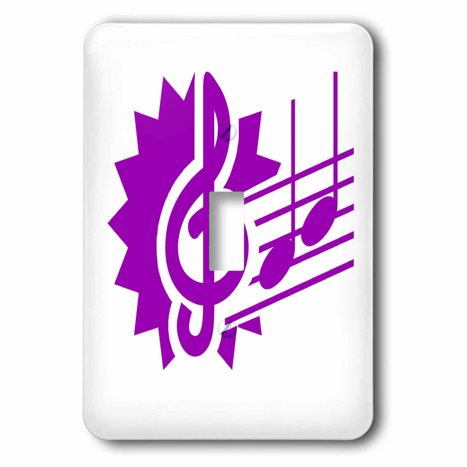 3dRose, treble clef eighth notes staff graphic purple, single toggle ...