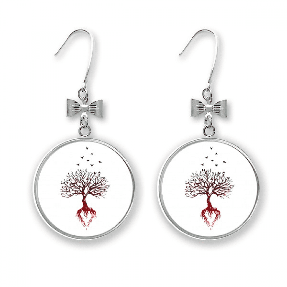 tree crow flying root art deco fashion bow earrings drop stud pierced ...