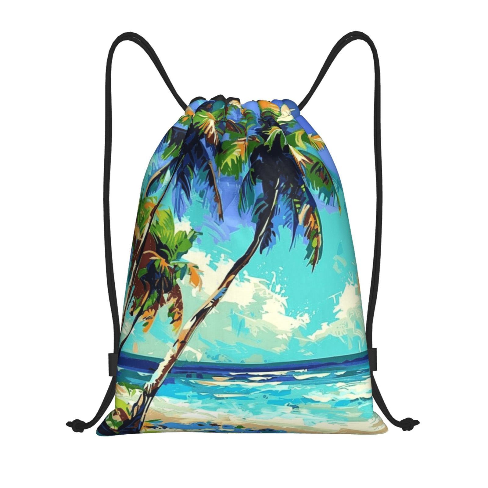 trees on the beach Aesthetic drawstring bag backpack Fitness bag ...