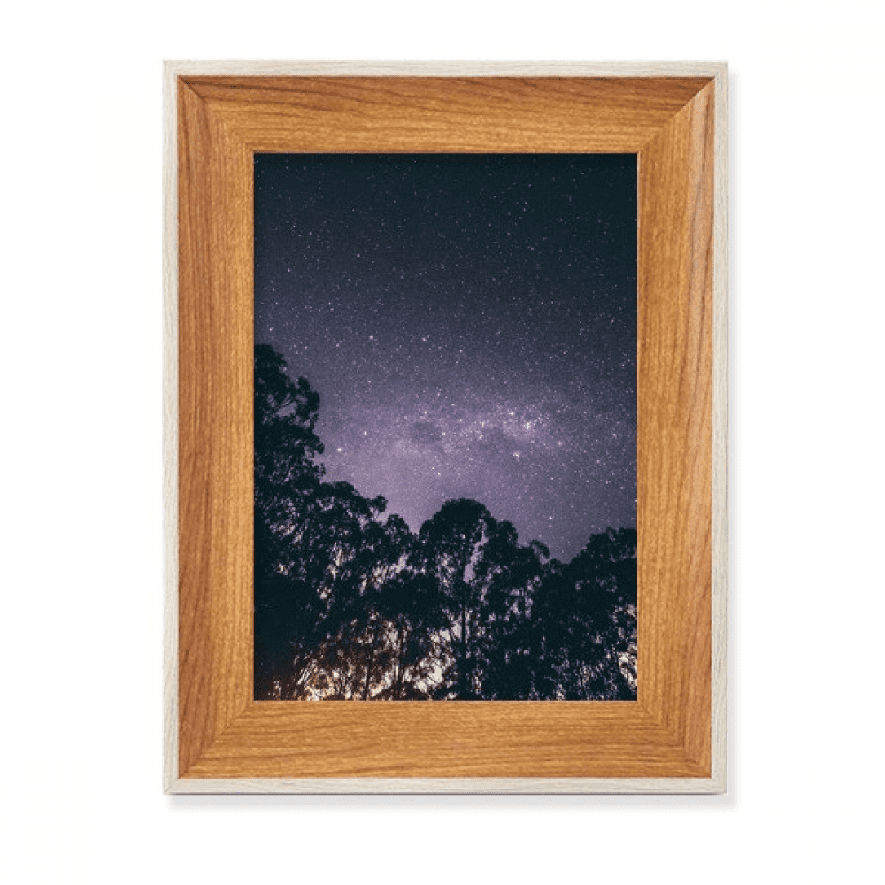 trees stars milky way night desktop wooden photo frame display picture ...