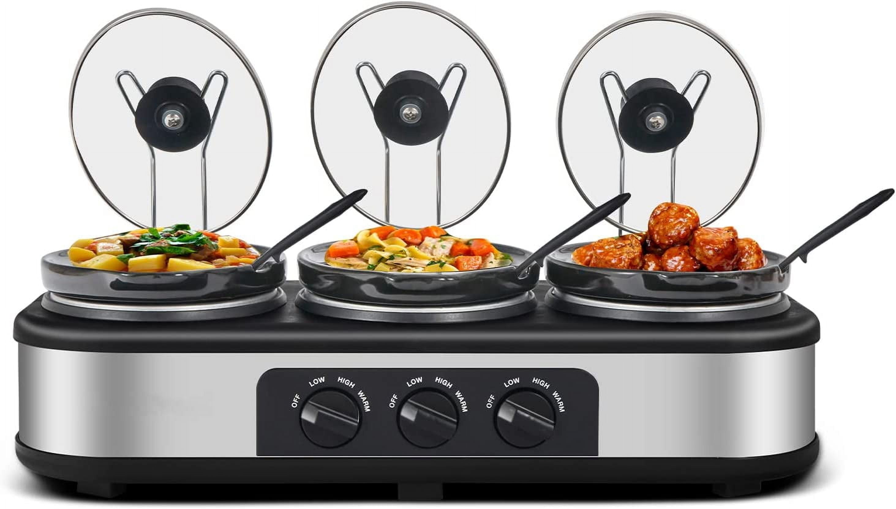 Triple Slow Cooker with Lid Rests, Breakfast Buffet Servers and Warmers ...