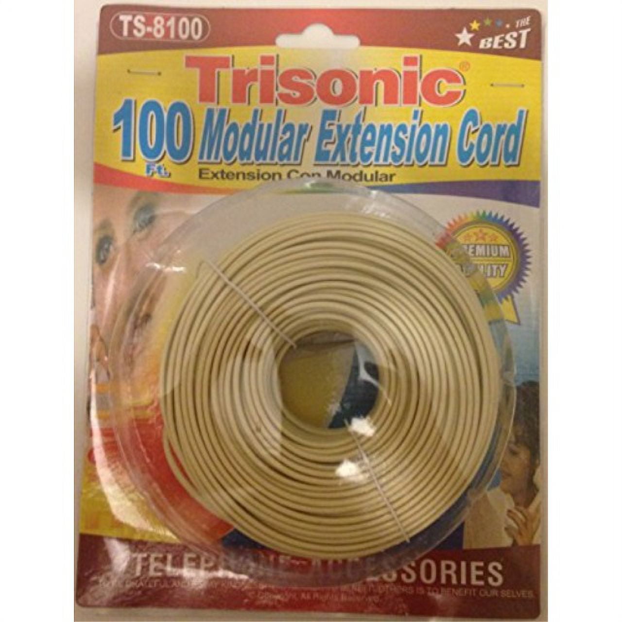 trisonic telephone extension cord phone cable foot (ivory, 100 feet ...